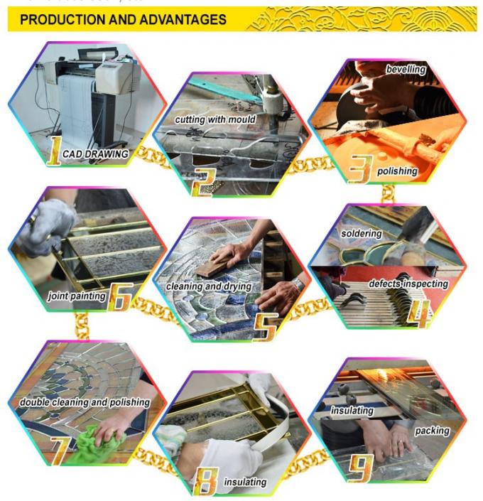 25.4MM 1000MM Arched Leaded Decorative Stained Glass Patina Caming